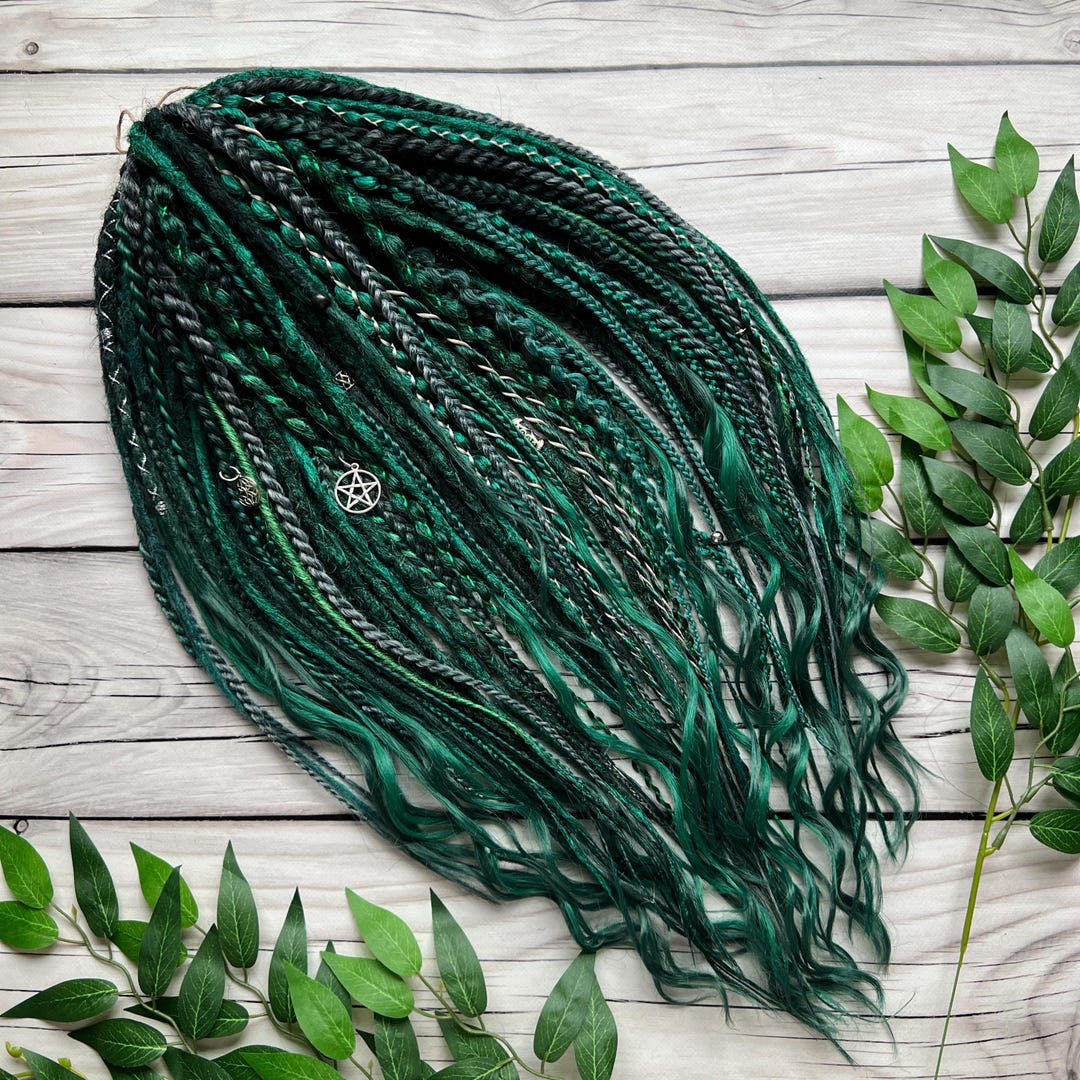 Ready to Ship Green Dreadlock Set – Full Set DE Dreads With Mixed ...