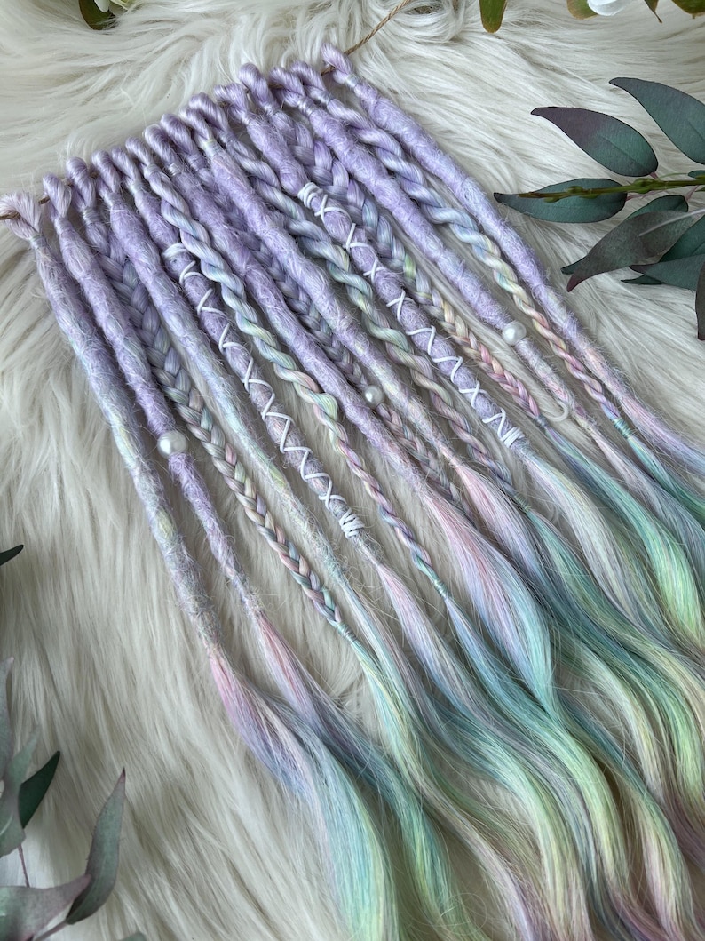 Pastel Rainbow Ombre Dreadlocks: Handmade Kanekalon Fairycore Hairstyle ...