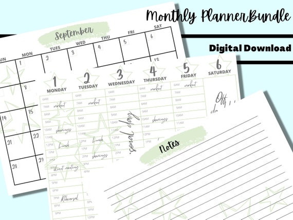 Monthly Weekly Planner Bundle Printable & Reusable - Etsy