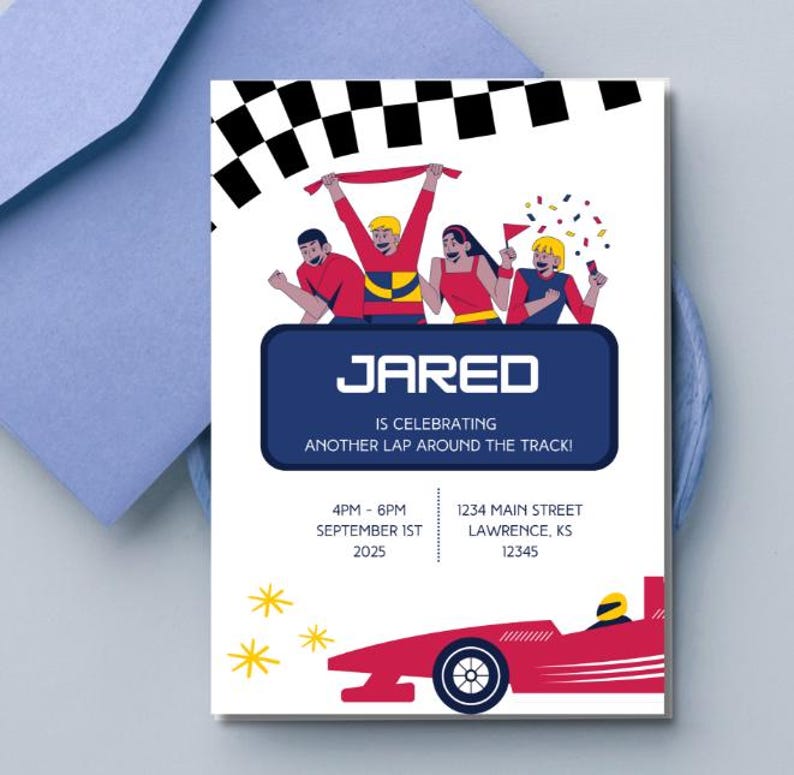 Editable F1 Racing Birthday Invitation – Red Bull Inspired | Instant ...