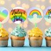 Rainbow Birthday Cupcake Toppers, Rainbow Cupcake Decor, Rainbow Party ...