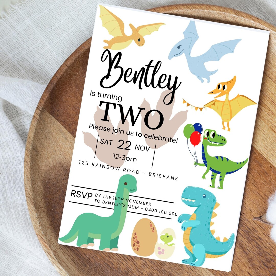 Dinosaur Birthday Invitation, Editable Template Dinosaur Birthday, Dino ...
