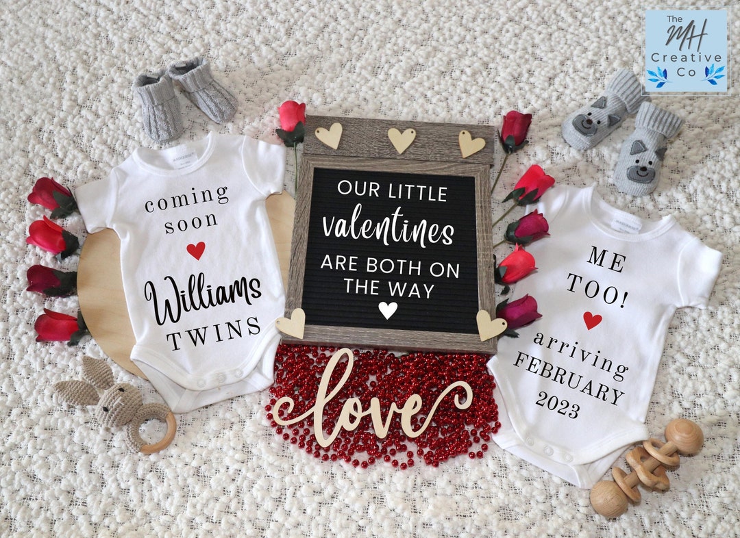 FEBRUARY TWINS Digital Pregnancy Announcement, Valentines TWINS Baby ...