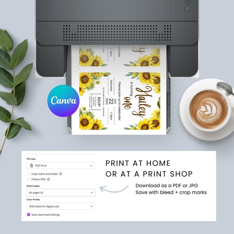 Sunflower First Birthday Template, Sunflower Birthday Party Banner ...