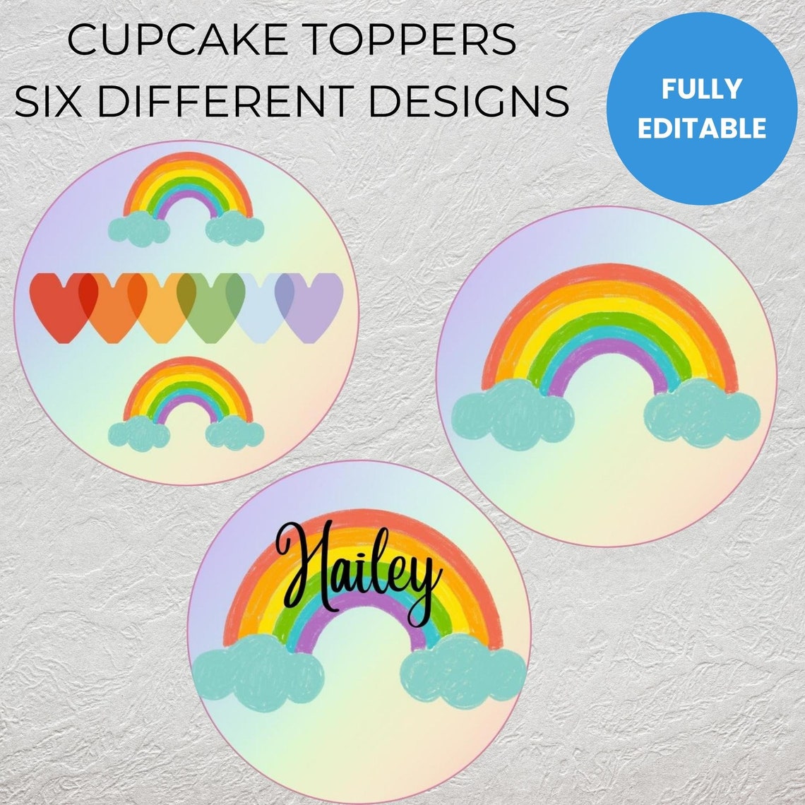 Rainbow Birthday Cupcake Toppers Rainbow Cupcake Decor - Etsy