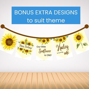 Sunflower First Birthday Template, Sunflower Birthday Party Banner ...