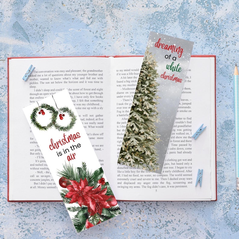 CHRISTMAS Printable BOOKMARK SET, Printable Christmas Bookmark, Book ...