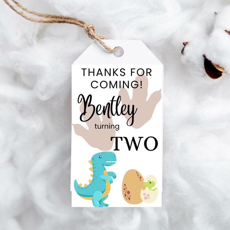 Dinosaur Birthday Thank You Tag, Dinosaur Birthday Favor Tag, Dinosaur ...