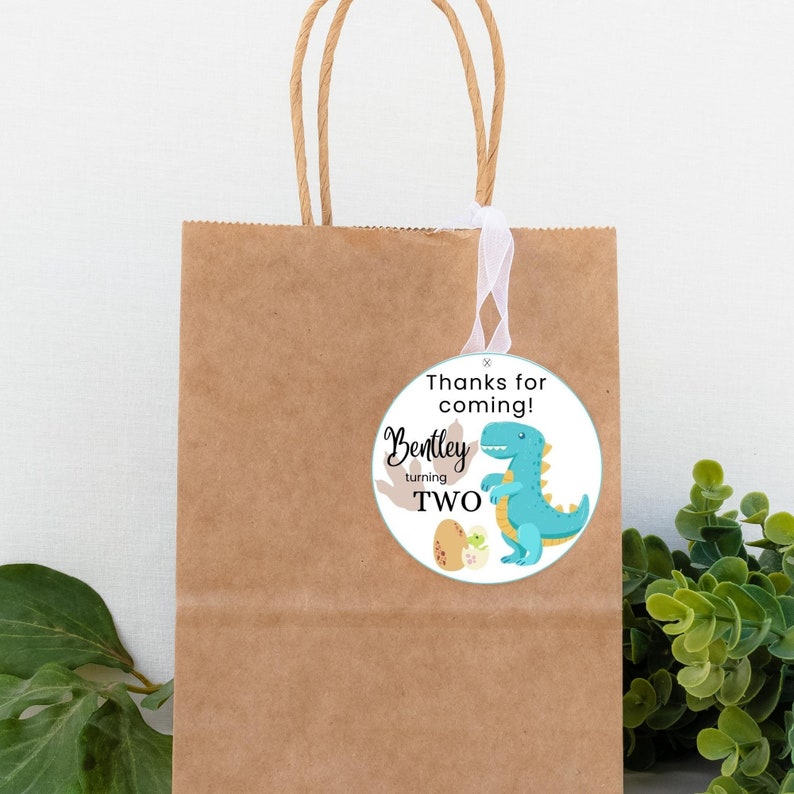 Dinosaur Birthday Thank You Tag, Dinosaur Birthday Favor Tag, Dinosaur ...