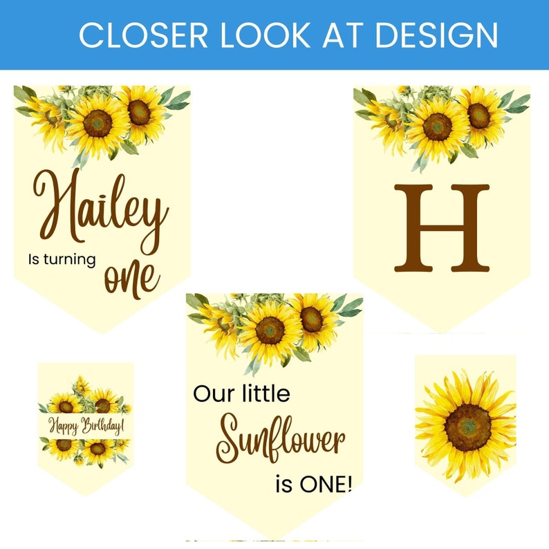 Sunflower First Birthday Template, Sunflower Birthday Party Banner ...