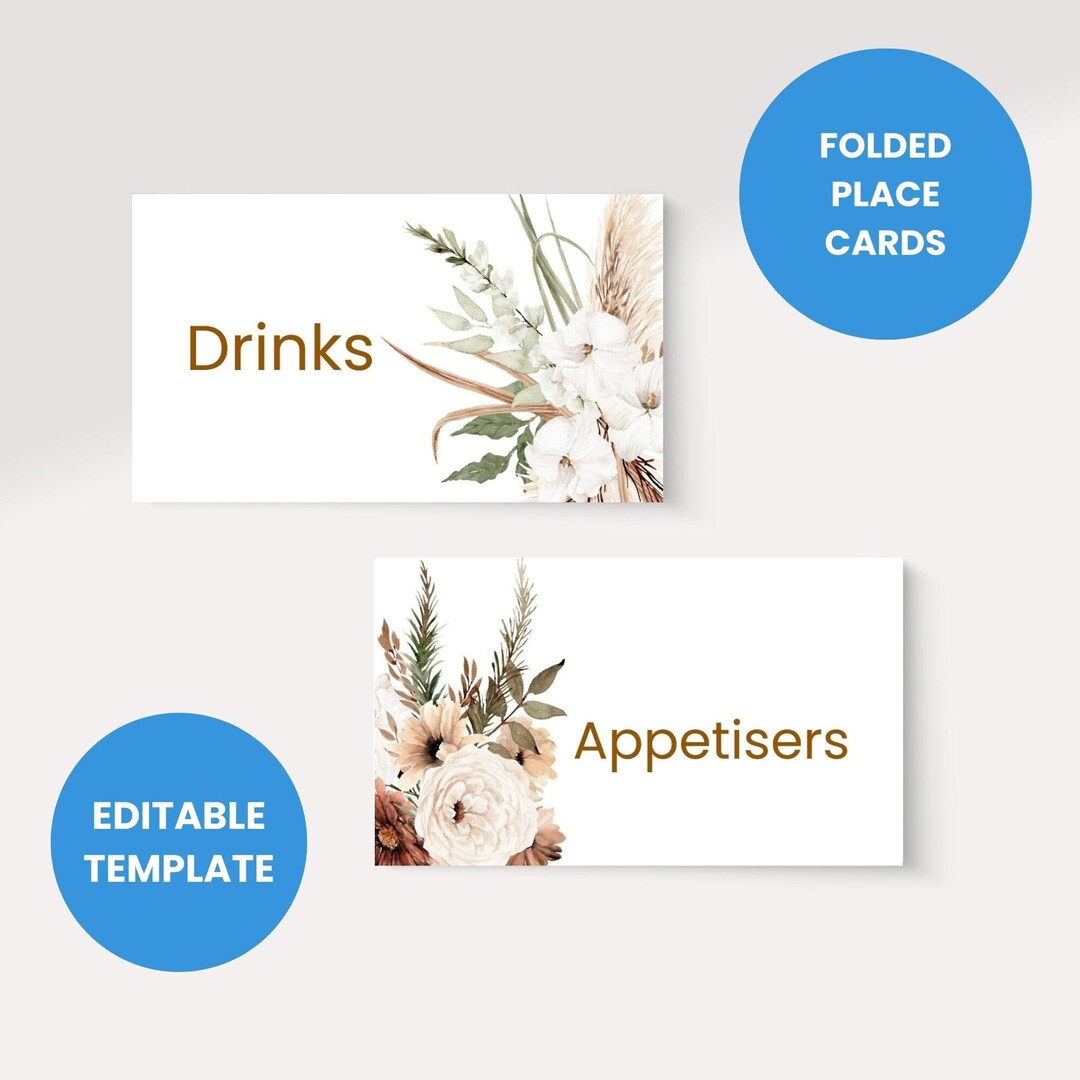 BOHO CHIC Baby Shower Folded FOOD Labels, Boho Minimalist Baby Shower ...