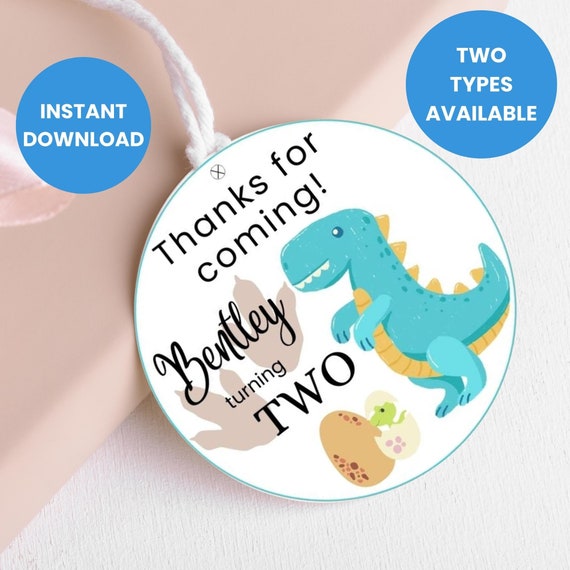 Dinosaur Birthday Thank You Tag Dinosaur Birthday Favor Tag - Etsy
