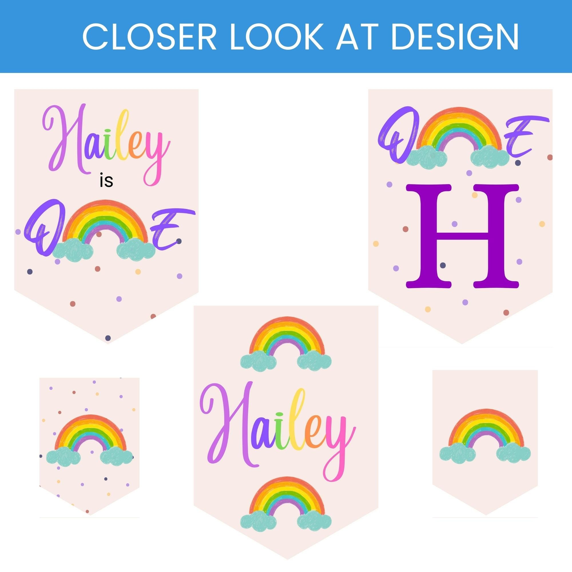 Rainbow First Birthday Banner Template, Rainbow One Happy Birthday ...