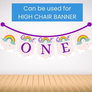Rainbow First Birthday Banner Template, Rainbow One Happy Birthday ...
