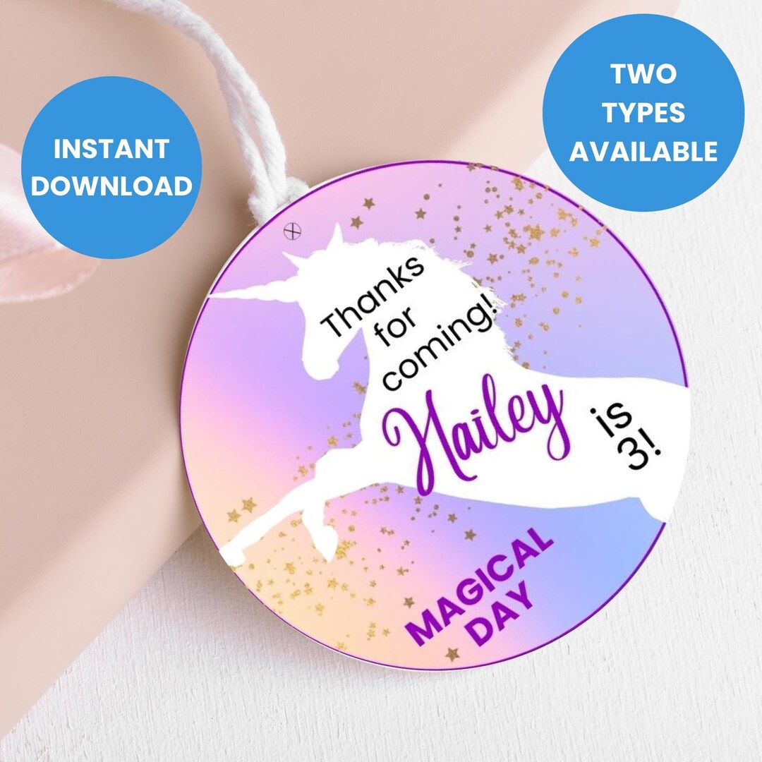 Unicorn Birthday Favor Tag Template, Unicorn Favor Tags, Favor Tag ...