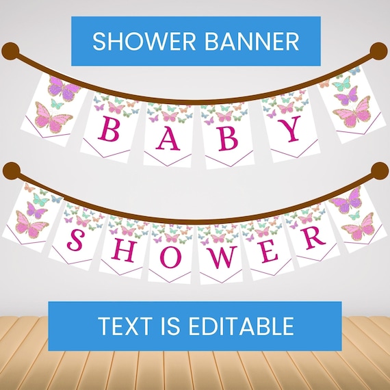 Butterfly Baby Shower BANNER Template Little Butterfly on the - Etsy