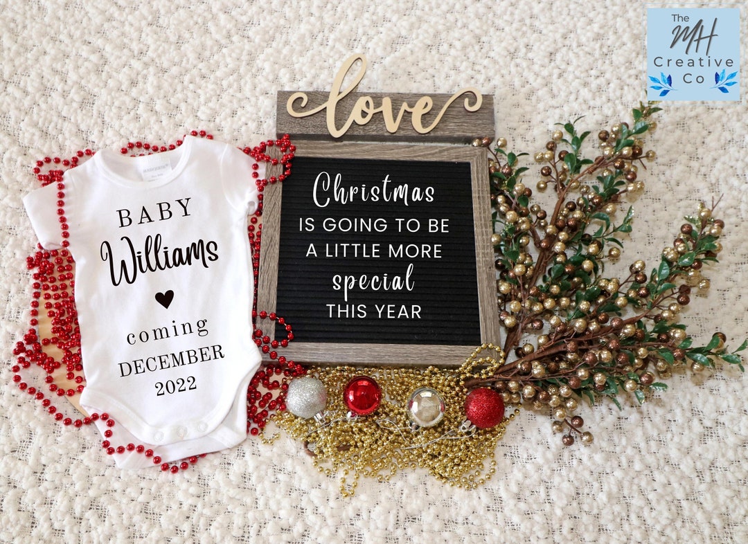 Christmas Digital Pregnancy Announcement, December Baby Announcement ...