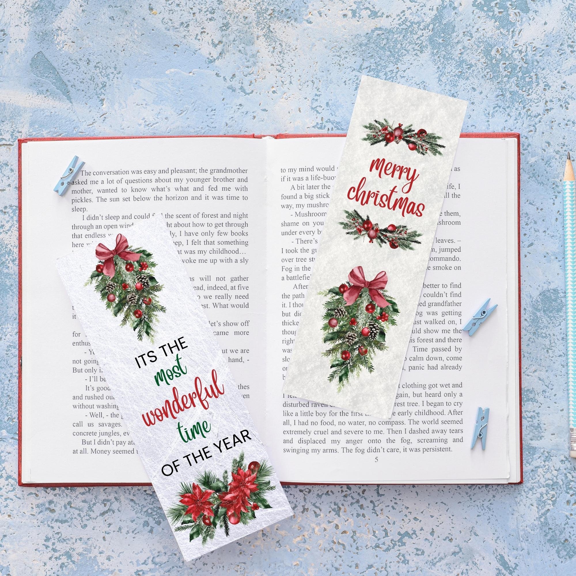 CHRISTMAS Printable BOOKMARK SET, Printable Christmas Bookmark, Book ...