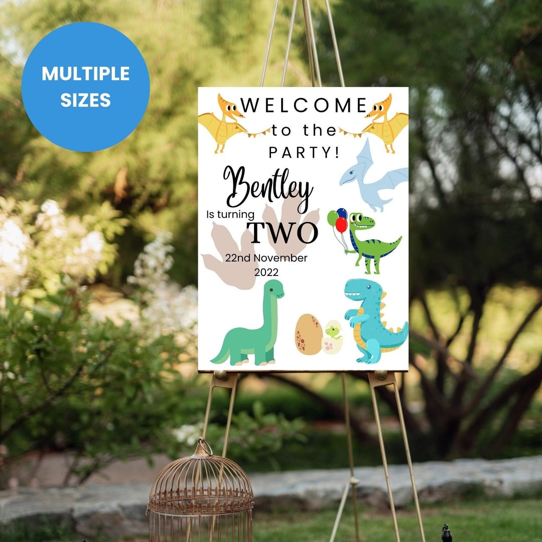 Dinosaur Birthday Welcome Sign, Dinosaur Party Decor Digital, Dino ...
