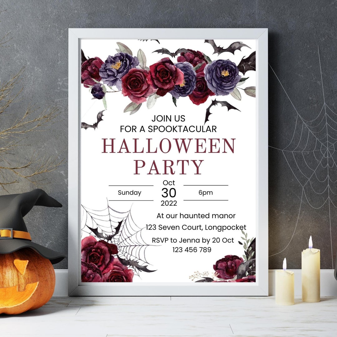 Halloween Adult Party Invitation Template, Halloween Spooktacular Party ...