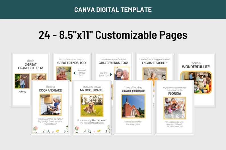 Women's Dementia Memory Book Editable Template for Canva - Etsy