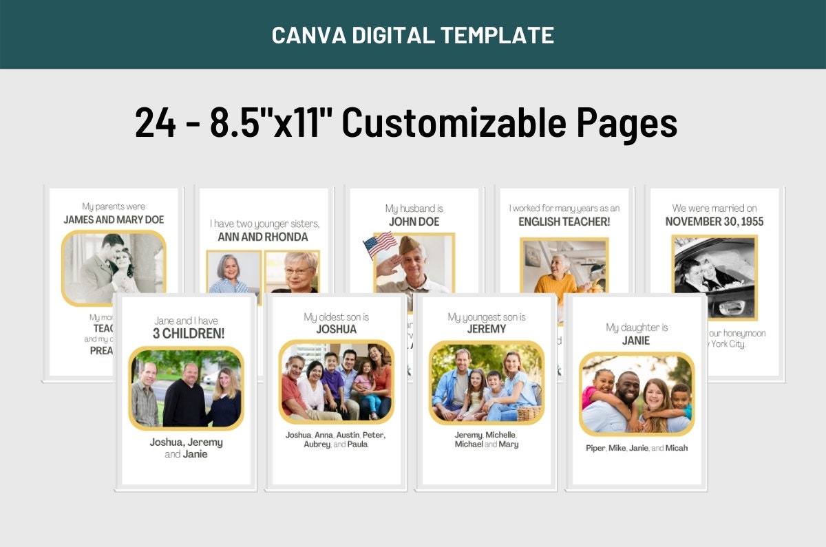 Women's Dementia Memory Book Editable Template for Canva - Etsy