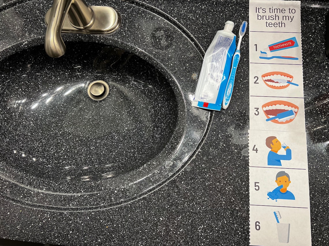 Brushing Teeth Visual Aid | Dementia Wall Sign | Caregiver Aid | Oral ...