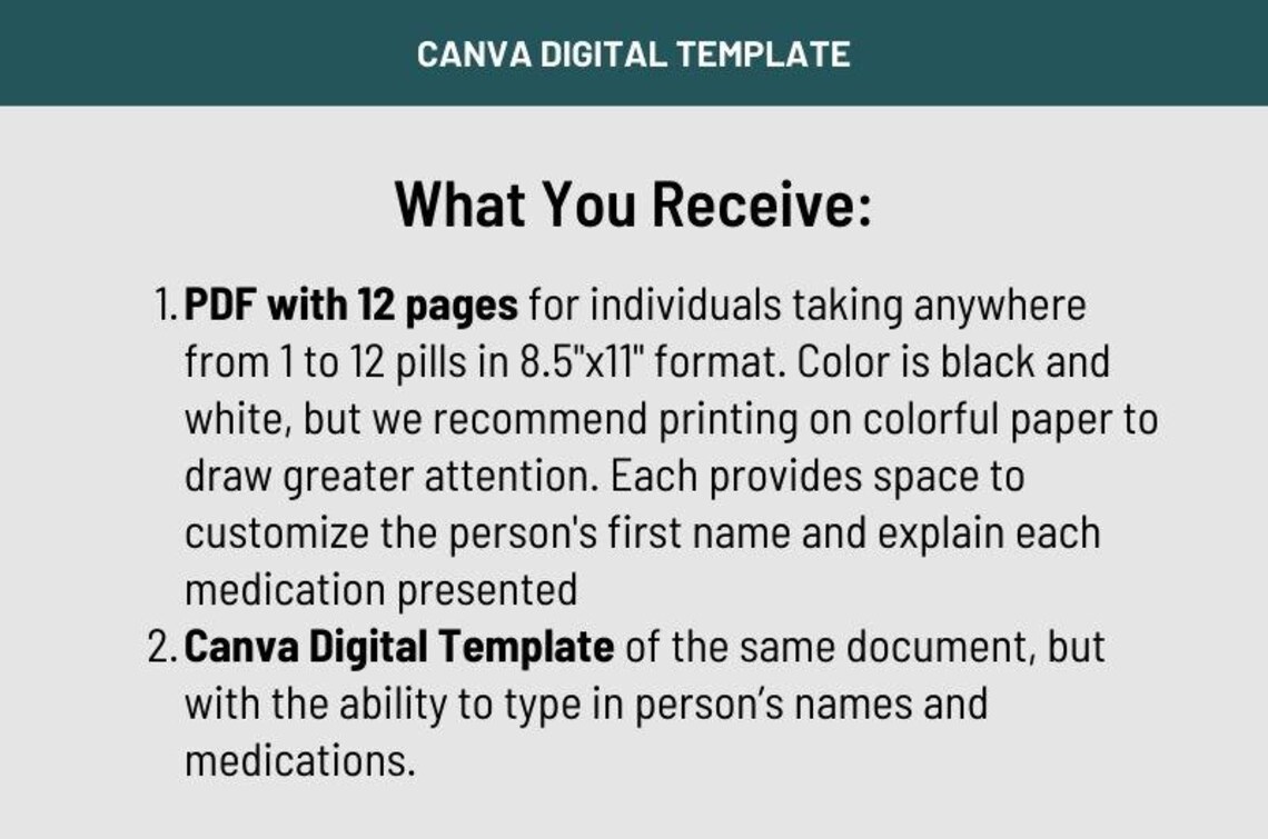 Medication Visual Aid Pack PDF and Canva Template | Dementia Sign Pack ...