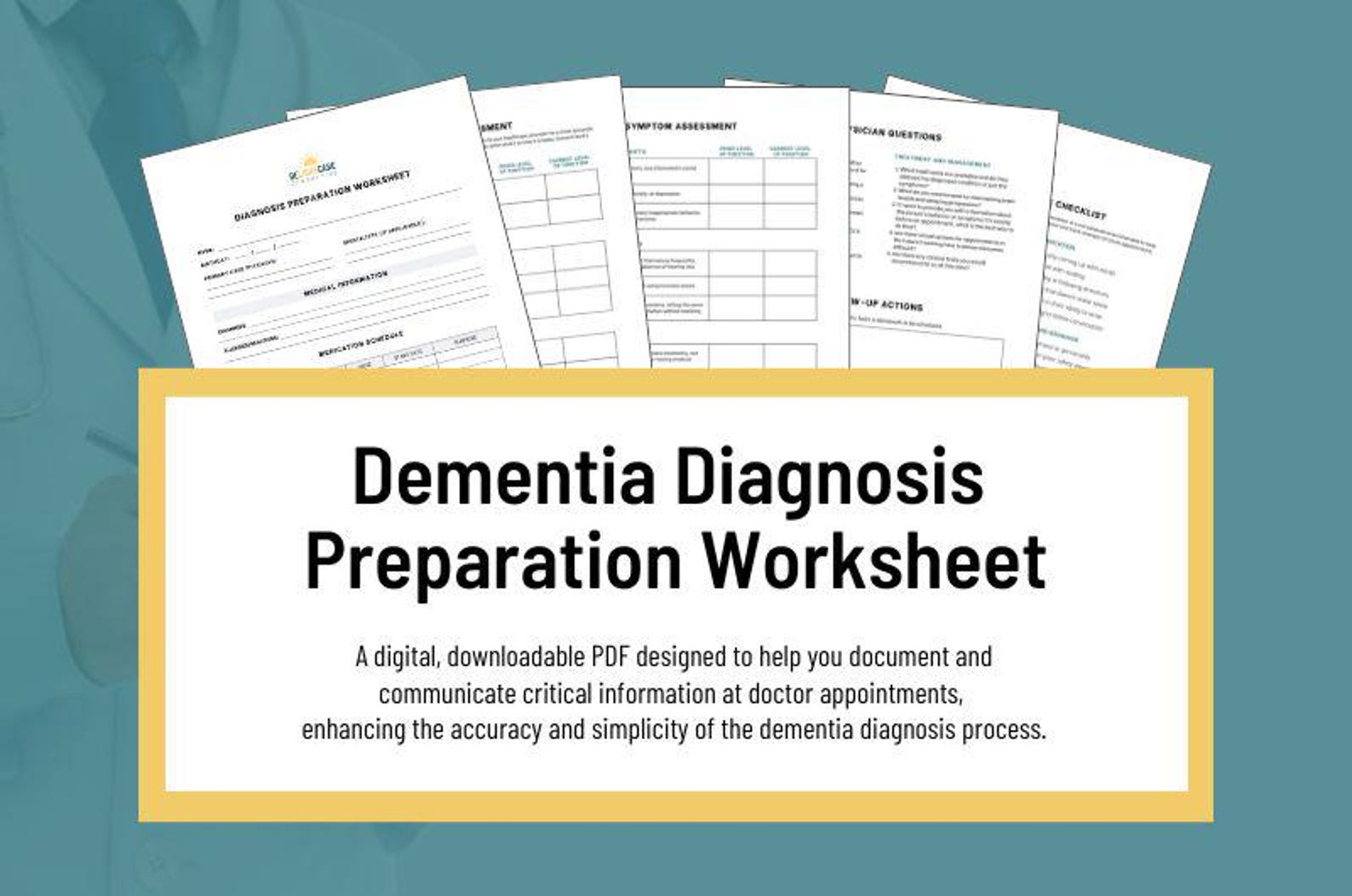 Dementia Diagnosis Doctor Preparation Worksheet Bundle | Symptom ...