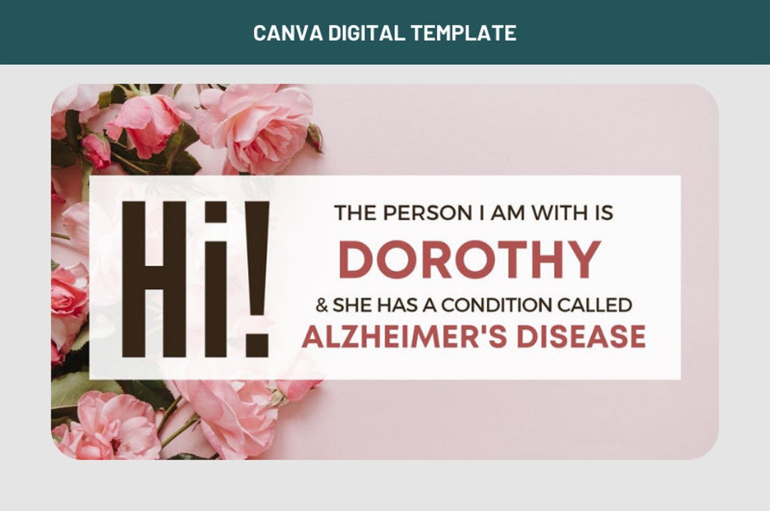 Alzheimer's Disease Card Editable Template for Canva | Dementia ...