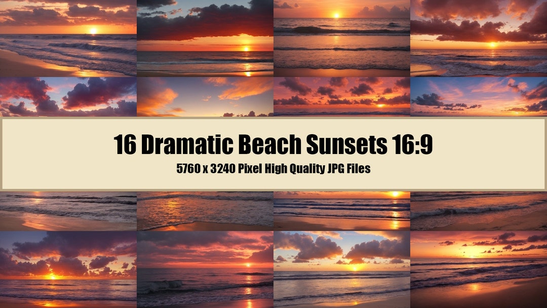16 Dramatic Beach Sunset Overlays / Backgrounds / Wallpapers - Etsy