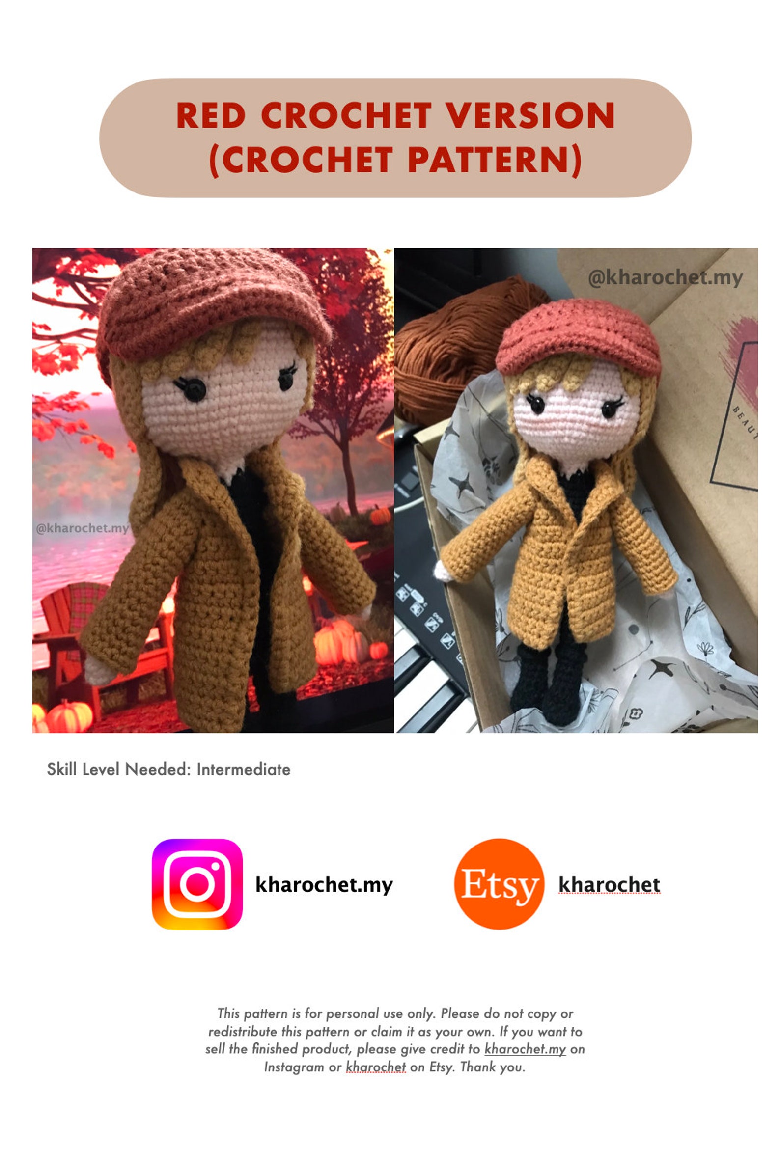 Taylor Swift Red TV Crochet Pattern - Etsy España