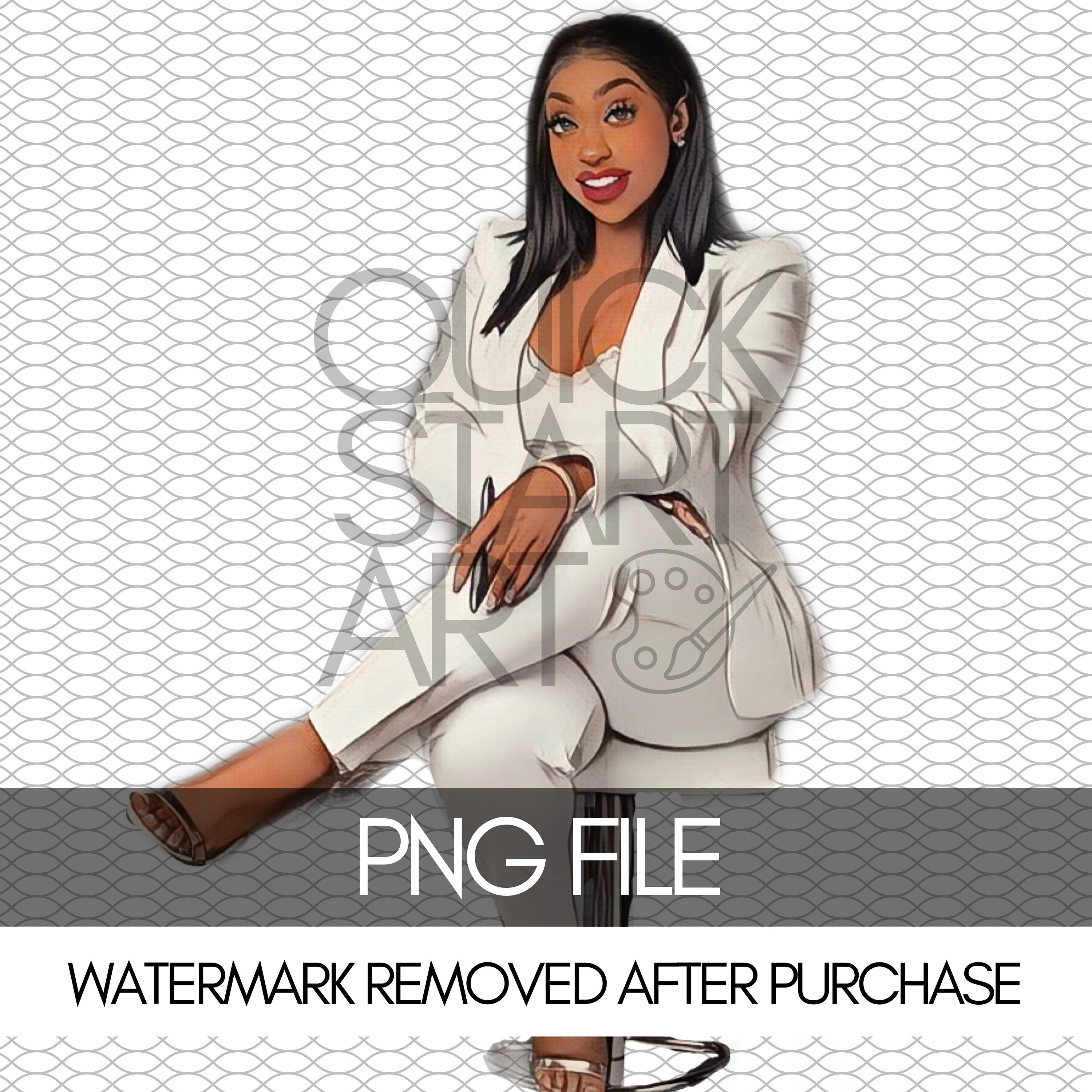 Black Business Woman in White PNG Girl Boss CEO Clipart - Etsy