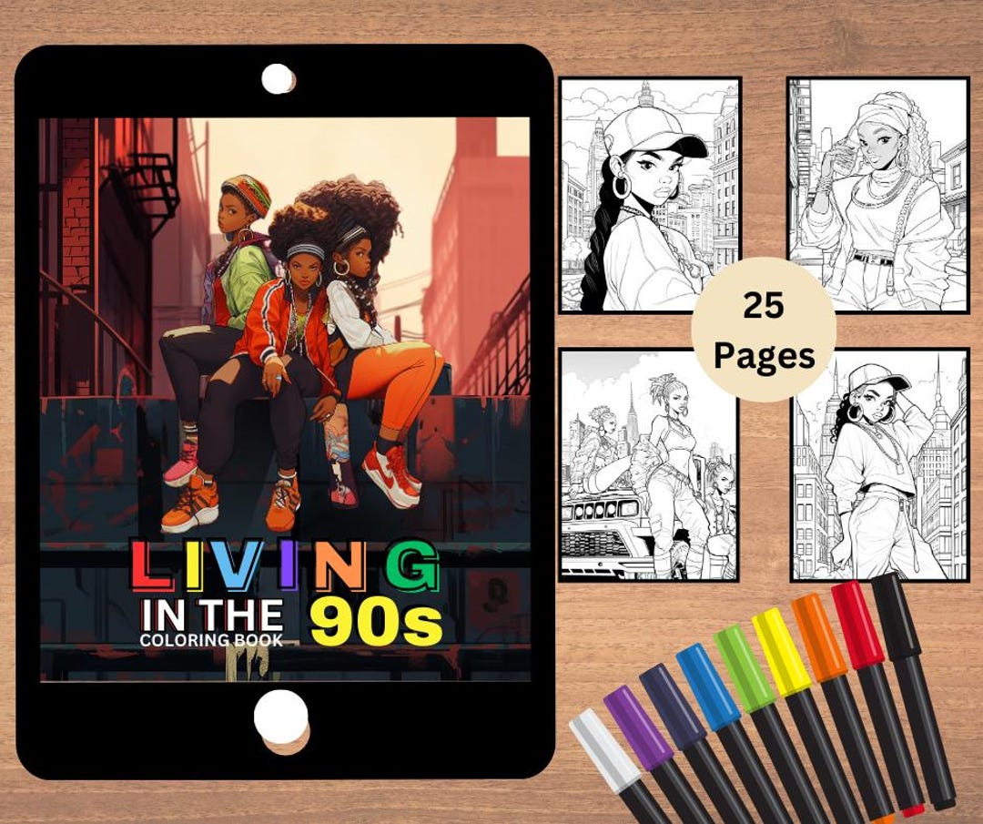 Living in the 90's Adult Coloring Pages (digital Download) A Nostalgic ...