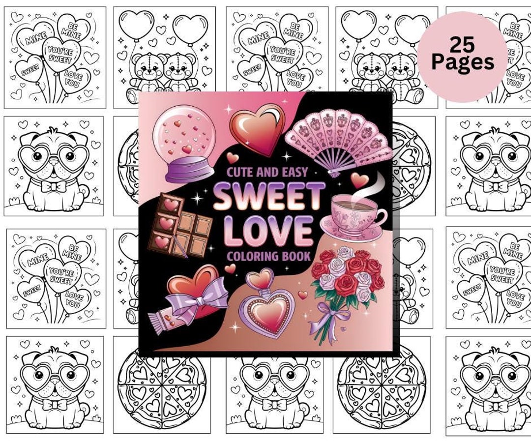 Sweet Love Valentine's Day Coloring Pages (digital Download) Cute, Bold ...