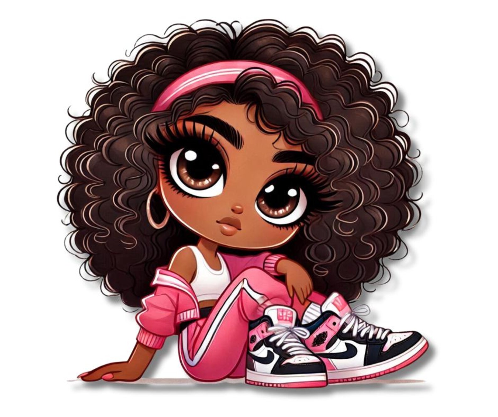 3 Black Girl in Sneakers Chibi Clipart PNG Image Black Girl Clipart ...