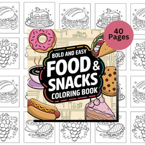 Bold and Easy Food and Snacks Coloring Pages digital Download Simple ...