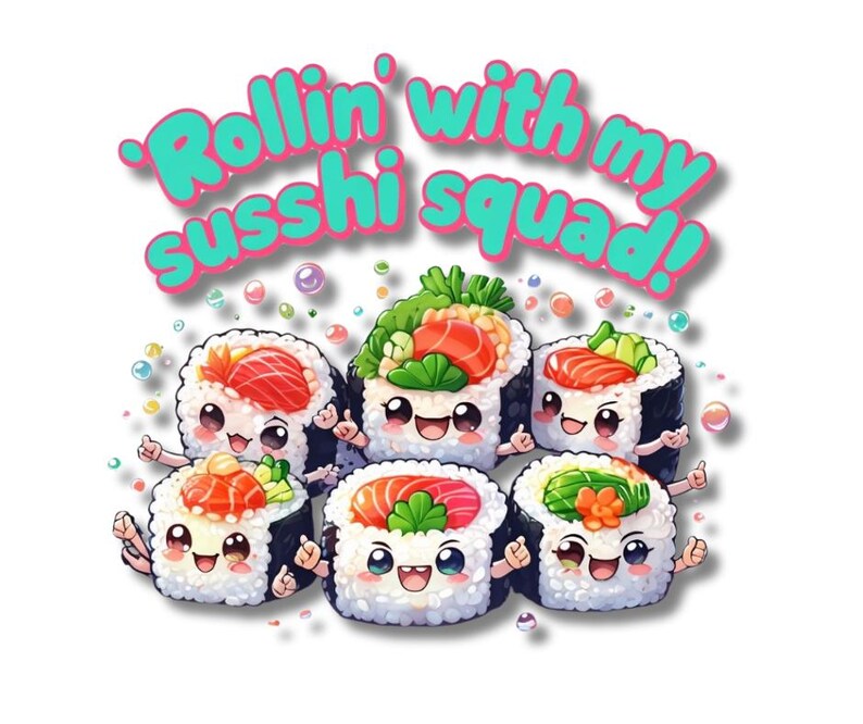 5 Cute and Funny Sushi Chibi Clipart Kawaii Clipart Chopsticks High ...
