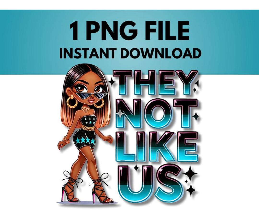 They Not Like Us Chibi Clipart PNG Image Black Girl Clipart UV DTF ...