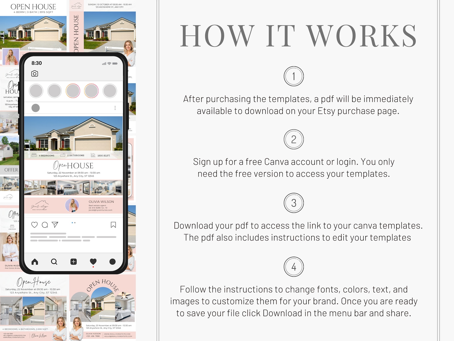 20 Pink Open House Instagram Posts | Social Media Post Templates | Open ...