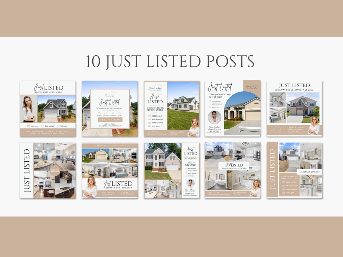 60 Beige Real Estate Social Media Listing Update Posts Instagram Posts ...