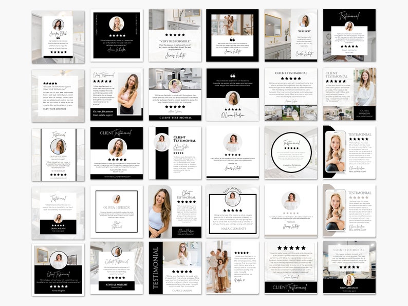 Real Estate Client Testimonial Instagram Posts | Canva Templates ...