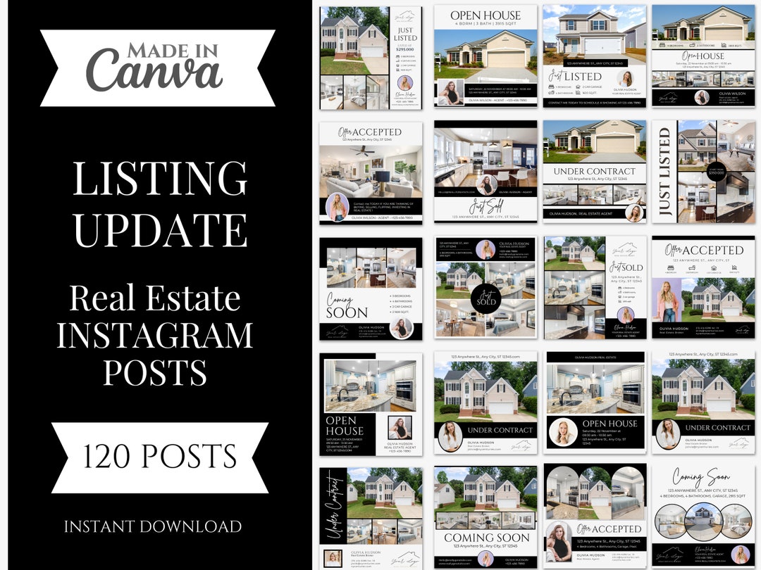 120 Black & White Real Estate Social Media Listing Update Posts Real ...
