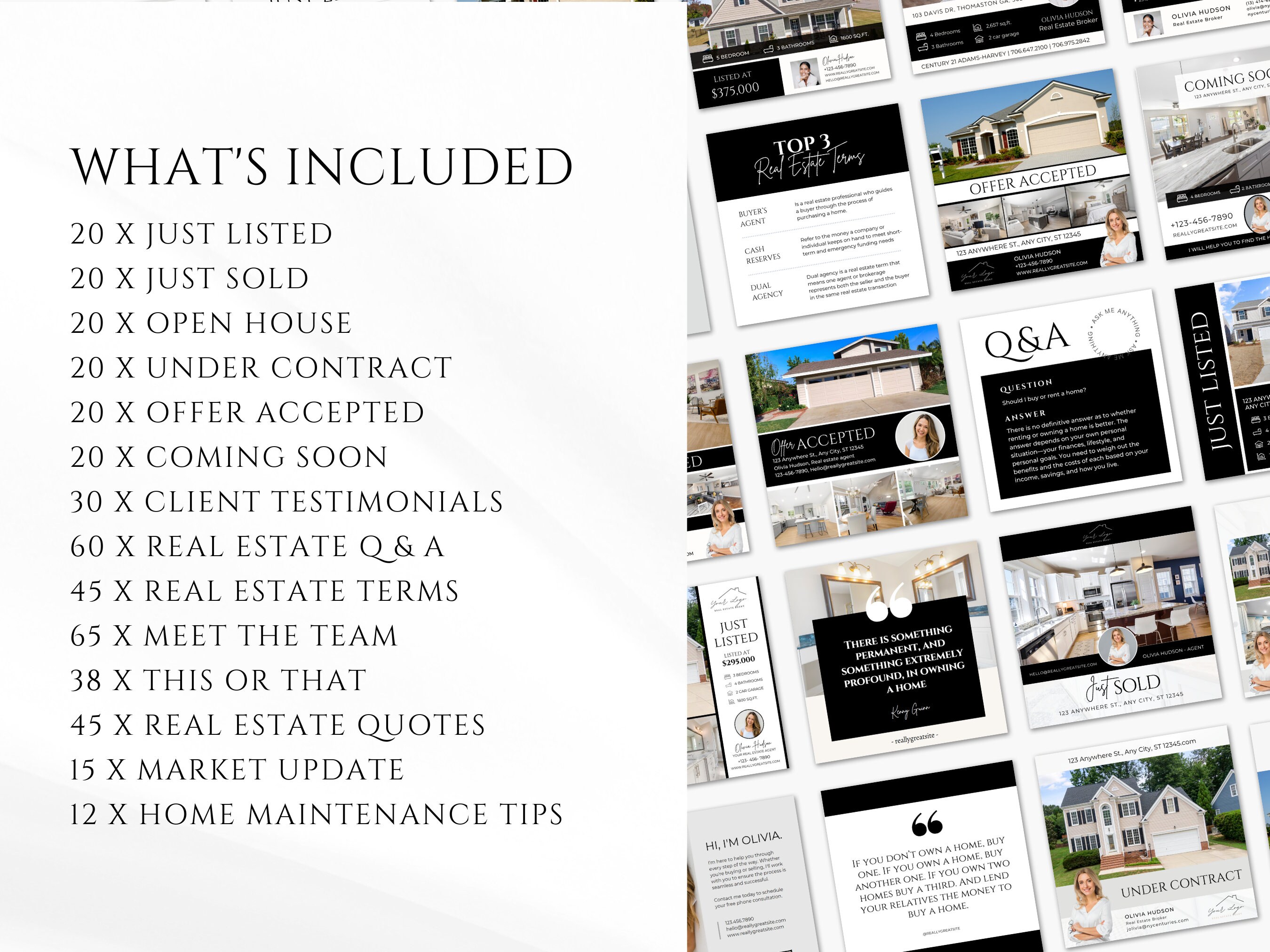 430 Real Estate Instagram Posts Real Estate Social Media Templates Real ...