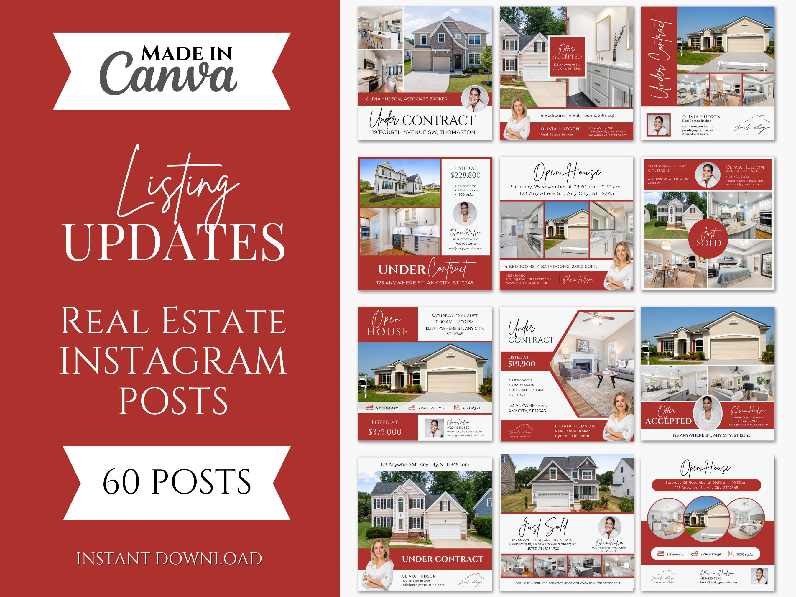 60 Red Real Estate Social Media Listing Update Posts Instagram Posts ...