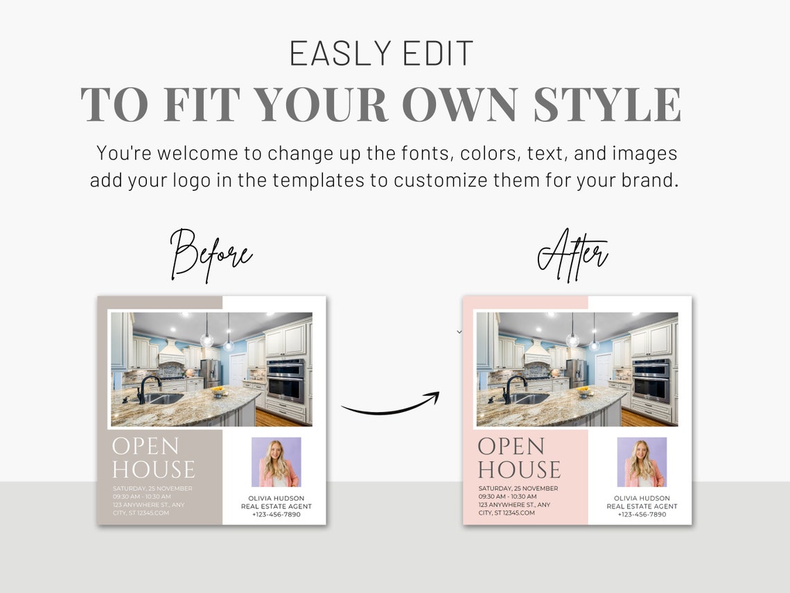 Realtor Open House Instagram Post Templates: Real Estate Marketing ...