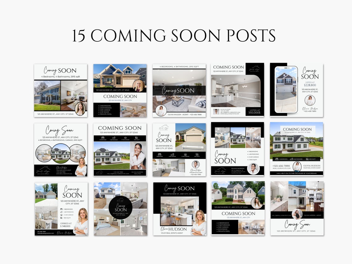 90 Real Estate Social Media Listing Update Posts Black - Etsy