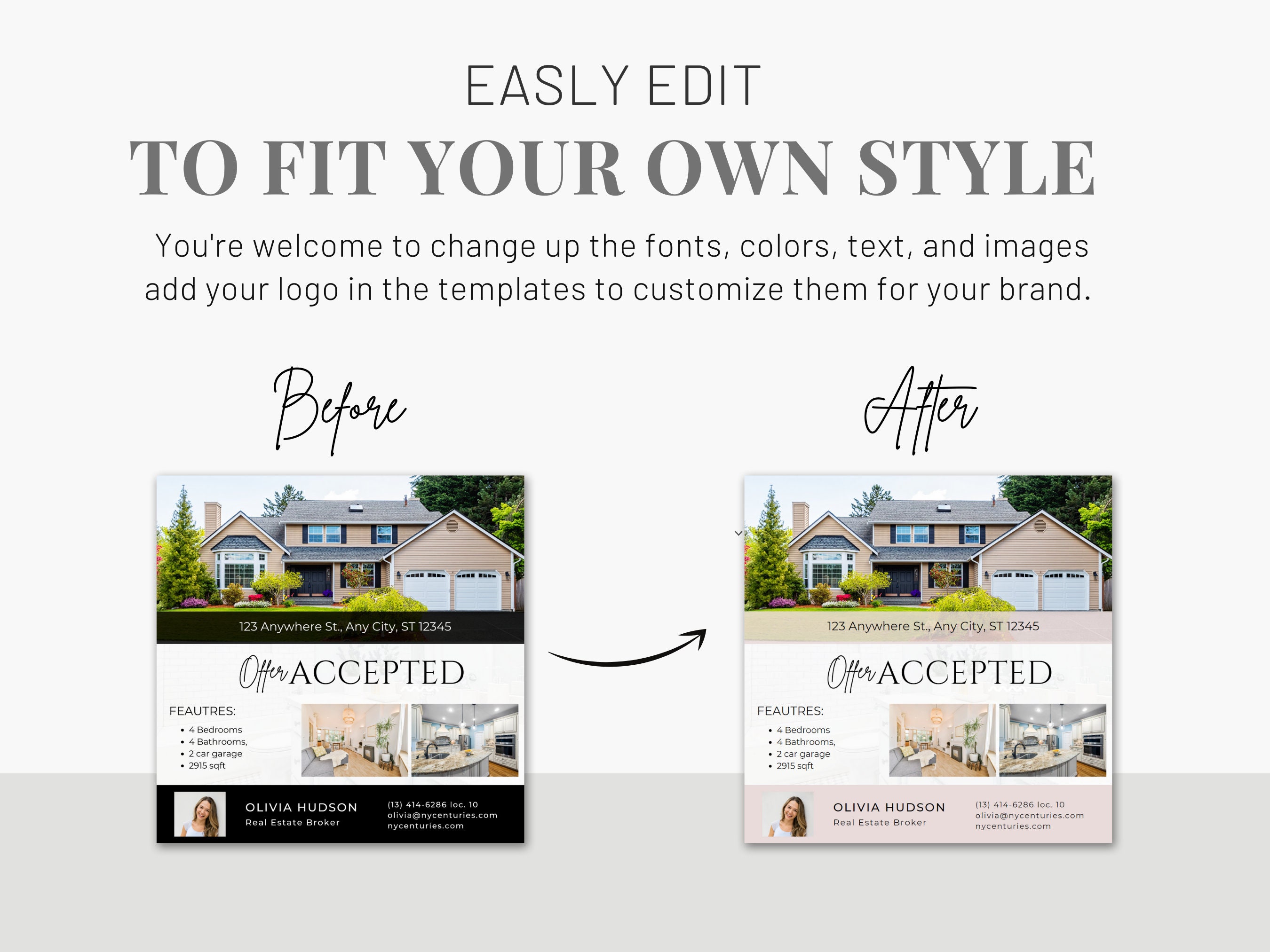 Realtor Instagram Templates | Offer Accepted Posts (canva, Digital ...