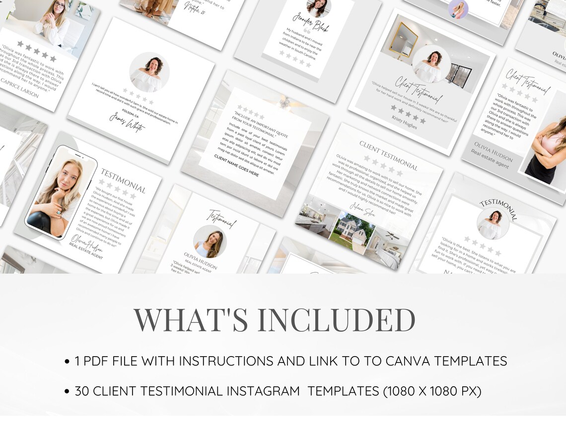 30 Client Testimonial Instagram Posts Client Reviews Template Real ...