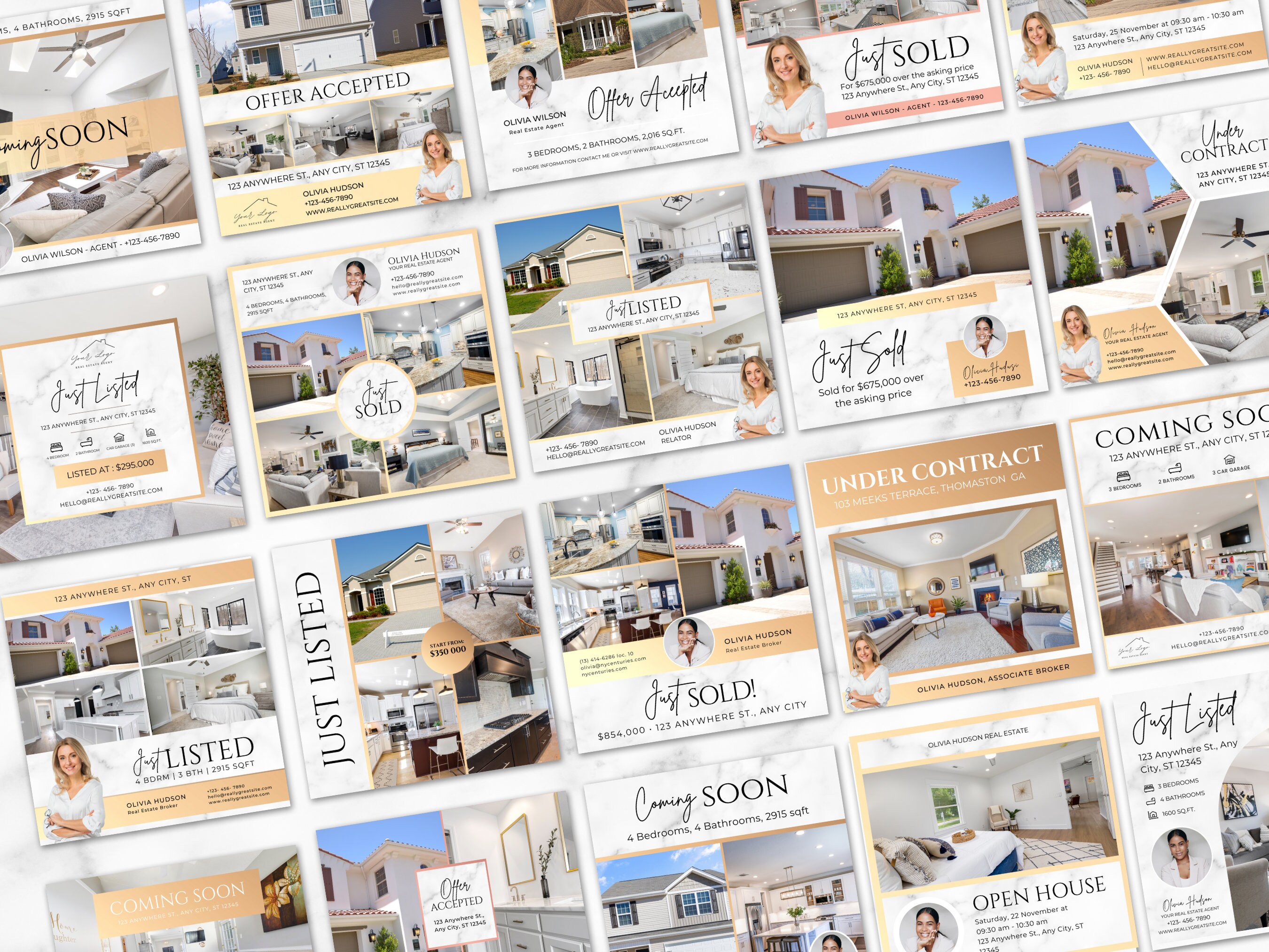 60 Marble and Gold Real Estate Social Media Listing Update Posts Real ...